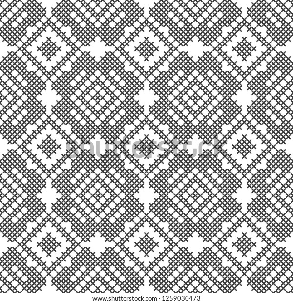 Cross Stitch Seamless Decorative Pattern Embroidery: stockvector ...