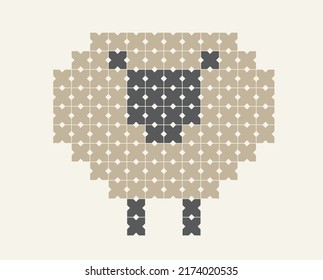 Cross Stitch Sheep Embroidery Stock Vector (Royalty Free) 2174020535 ...