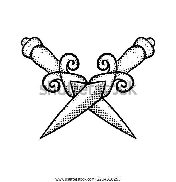 Cross Sword Illustration Hand Drawn Cartoon Stock Vector (Royalty Free ...