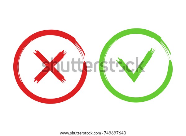 Cross Tick Signs Red No Green Stock Vector (Royalty Free) 749697640 ...