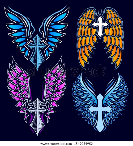 Cross Wings Vector Set Heraldry Tattoo: เวกเตอร์สต็อก (ปลอดค่าลิขสิทธิ์ ...