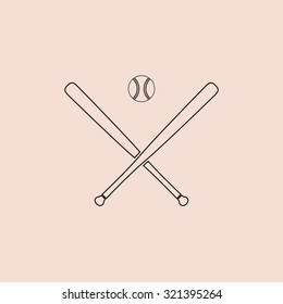 Crossed Baseball Bats Ball Outline Vector Stock Vector (Royalty Free ...