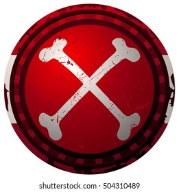 Crossed Bones Red White Grunge Icon Stock Vector (Royalty Free ...