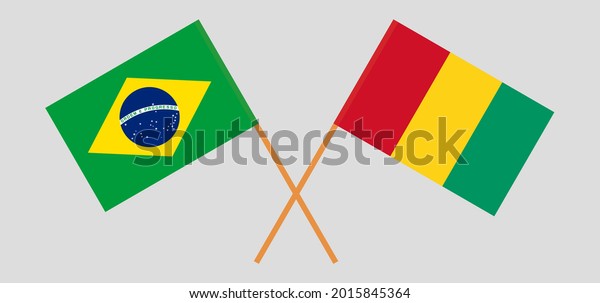 Crossed Flags Brazil Guinea Official Colors Stock Vector (Royalty Free ...