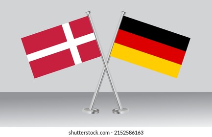 Crossed Flags Denmark Germany Official Colors Stock Vector (Royalty ...