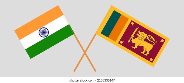 Crossed Flags India Sri Lanka Official Stock Vector (Royalty Free ...