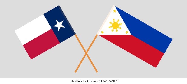 Crossed Flags State Texas Philippines Official Stock Vector (Royalty ...