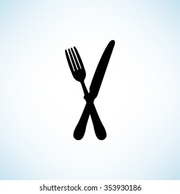 Crossed Fork Over Knife Black Vector: vector de stock (libre de ...