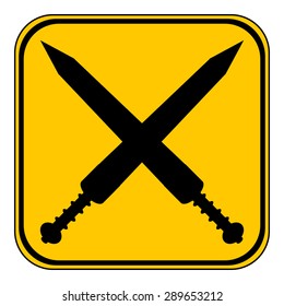 Crossed Gladius Swords Button On White Stock Vector (Royalty Free ...