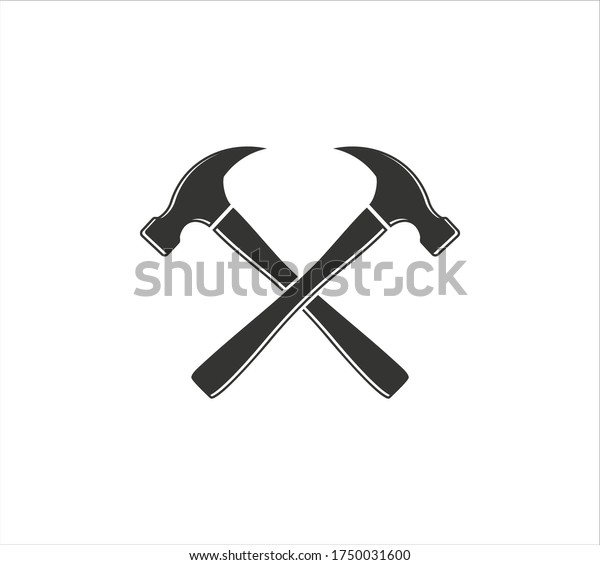 Crossed Hammer Vector Icon Logo Design Stock Vector (Royalty Free ...