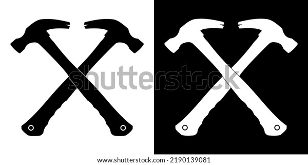 Crossed Hammers Black White Vector Logo Stock Vector (Royalty Free ...