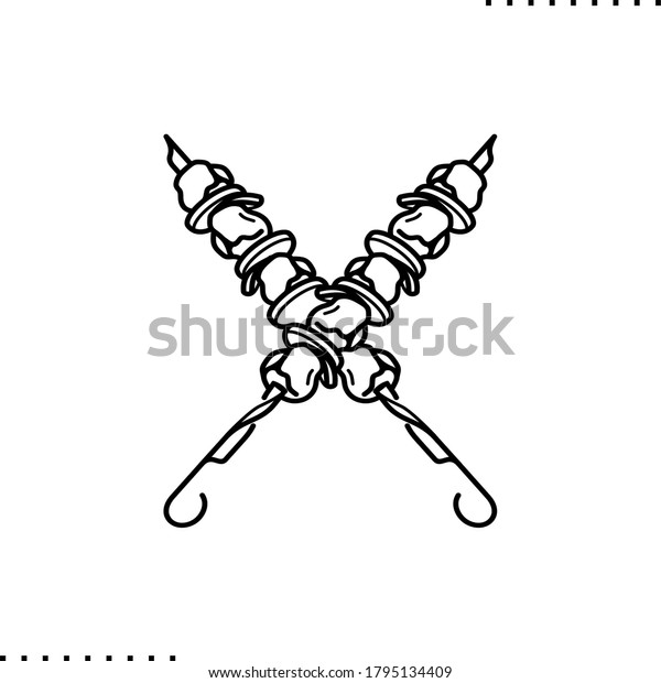 Crossed Kebab Vector Icon Outline Stock Vector (Royalty Free ...