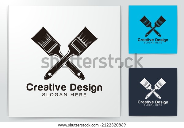 Crossed Paint Brushes Logo Ideas Inspiration: เวกเตอร์สต็อก (ปลอดค่า ...