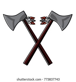 Crossed Pair Axe Native American Indian 스톡 벡터(로열티 프리) 773838799 ...