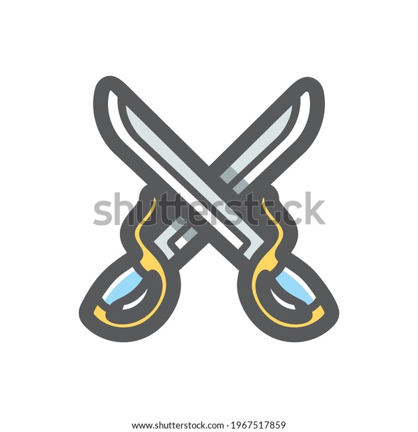 Crossed Sabers Vector Icon Cartoon Illustration Stock Vector (Royalty ...