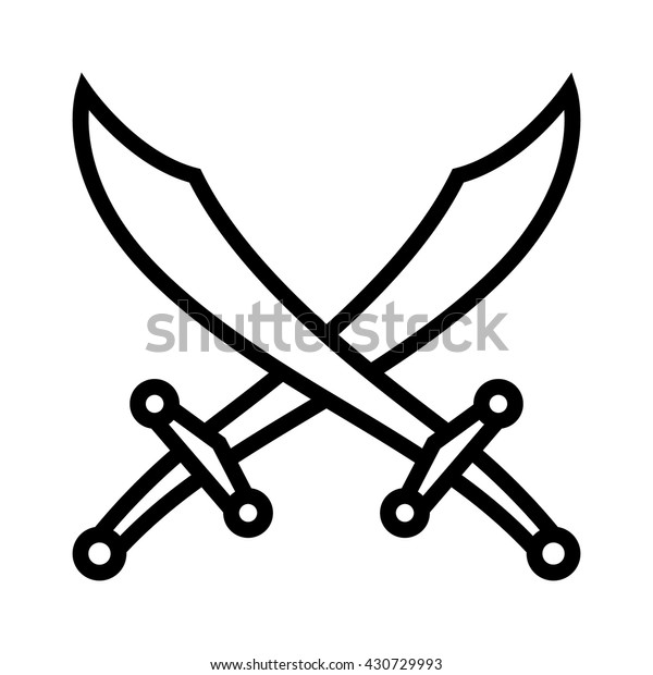 Crossed Scimitars Swords Line Art Vector Stock Vector (Royalty Free ...