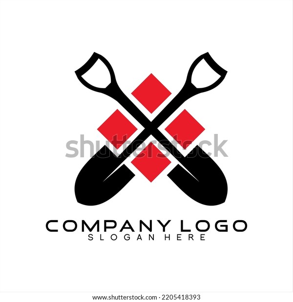 Crossed Shovels Design Logo Vector Logo Stock Vector (Royalty Free ...