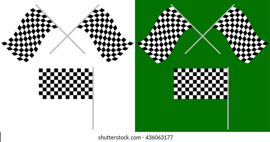 Crossed Single Racing Race Flags Isolated Stock Vector (Royalty Free ...