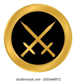 Crossed Gladius Swords Button On White Stock Vector (Royalty Free ...