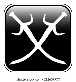 Crossed Swords Button On White Background: vector de stock (libre de ...