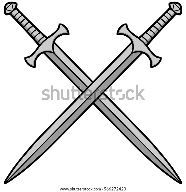 Crossed Swords Illustration Stock Vector (Royalty Free) 566272423 ...