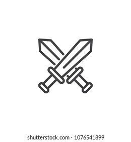 Crossed Swords Outline Icon Linear Style Stock Vector (Royalty Free ...