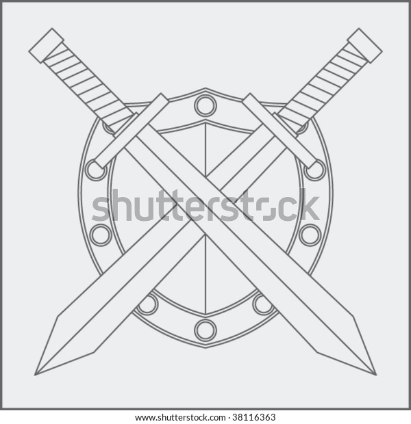 Crossed Swords Shield Drawing Stock Vector (Royalty Free) 38116363 ...
