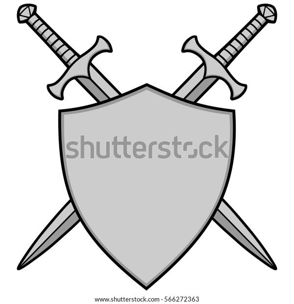 Crossed Swords Shield Illustration Stock Vector (Royalty Free ...