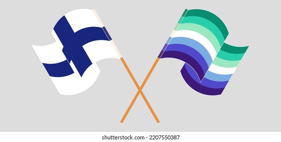 Crossed Waving Flags Finland Gay Men Stock Vector Royalty Free 2207550387 Shutterstock