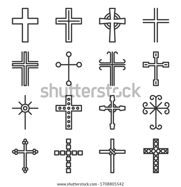 Crosses Icons Set On White Background Stock Vector (Royalty Free ...