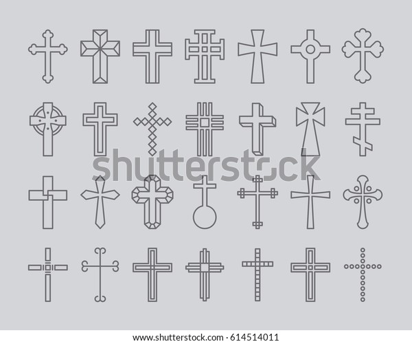 Crosses Outline Icons Stock Vector (Royalty Free) 614514011
