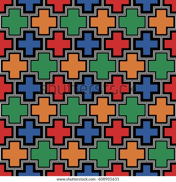 Crosses Wallpaper Repeated Color Plus Signs Stock Vector (Royalty Free ...