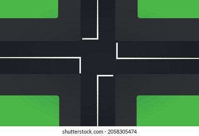 Crossroad Top View Vector Illustration Stock Vector (Royalty Free ...
