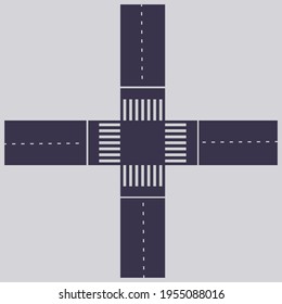 Crossroads Marked Path Crosswalks Created Flat Stock Vector (Royalty ...