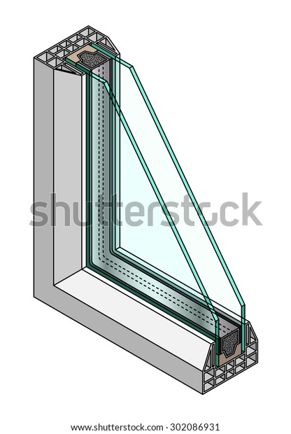 Crosssection Diagram Double Glazed Window Stock Vector (Royalty Free ...
