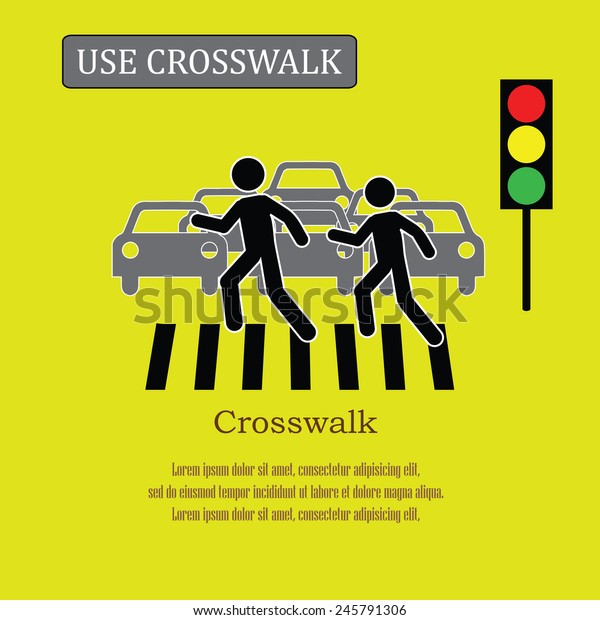 Crosswalk Graphic Sign Vector Illustrationman Walk Stock Vector ...