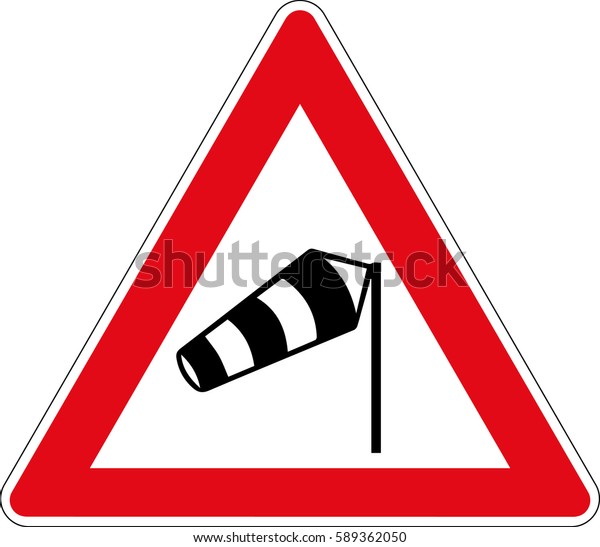 Crosswinds Vector Road Sign Germany Stock Vector (Royalty Free) 589362050