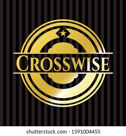 Crosswise Golden Emblem Badge Vector Illustration Stock Vector (Royalty ...