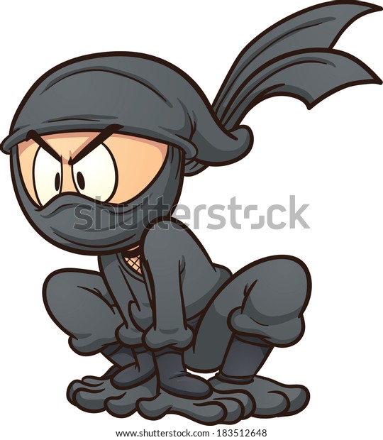 Crouching Cartoon Ninja Vector Clip Art Stock Vector (Royalty Free ...