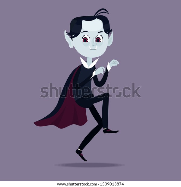 Crouching Pale Vampire Funny Cartoon Character Stock Vector (Royalty ...