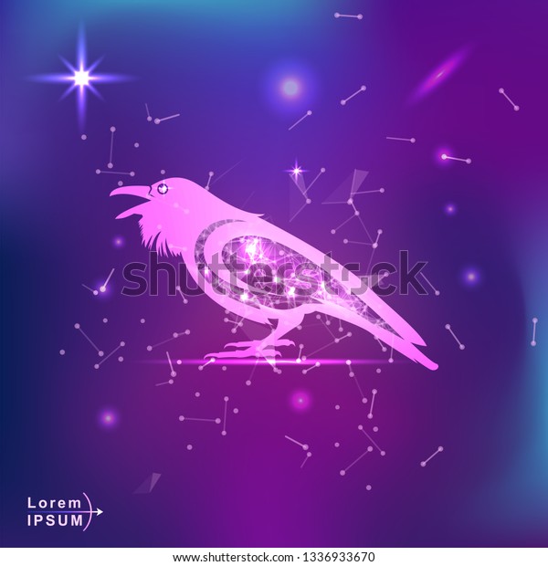Crow Polygonal Wireframe Crow Silhouette On Stock Vector (Royalty Free ...
