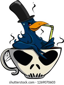 Crow Takes Bath Tea Stock Vector (Royalty Free) 1269070603 | Shutterstock