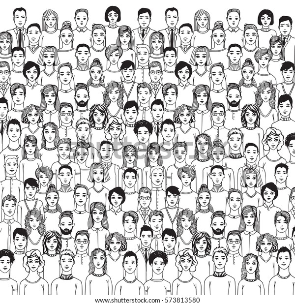 Crowd Abstract Hand Drawn People Line Stock Vector (Royalty Free ...