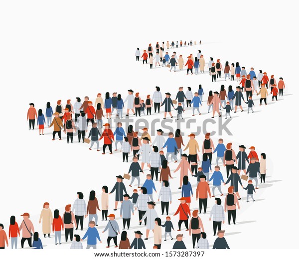 Crowd Buisness People Standing Line People Stock Vector (Royalty Free ...