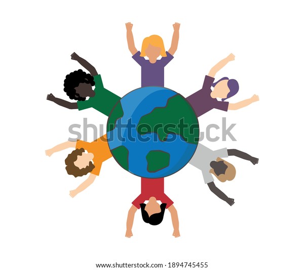 Crowd Different People Community Standing Together Stock Vector ...