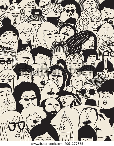 Crowd Faces Collection People Faces Vector Stock Vector (Royalty Free ...