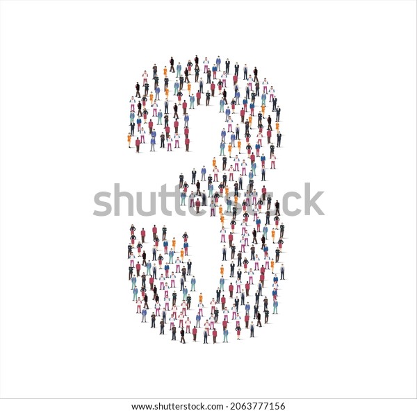 Crowd Flat Illustration People Forming Number Stock Vector (Royalty ...