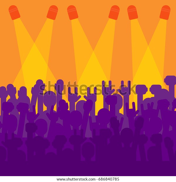 Crowd Front Concert Scene Vector Stock Vector (Royalty Free) 686840785 ...