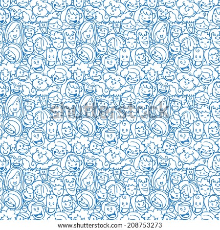 Crowd Funny Character Doodle People Stock Vector (Royalty Free ...