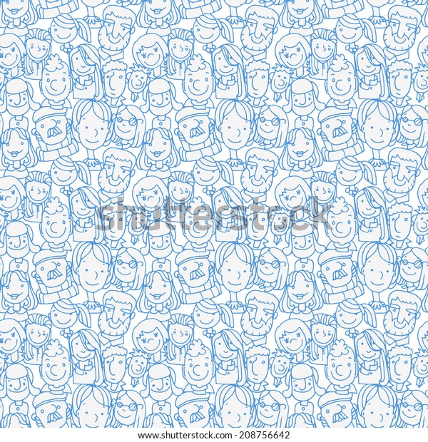 Crowd Funny Character Doodle People Stock Vector (Royalty Free ...